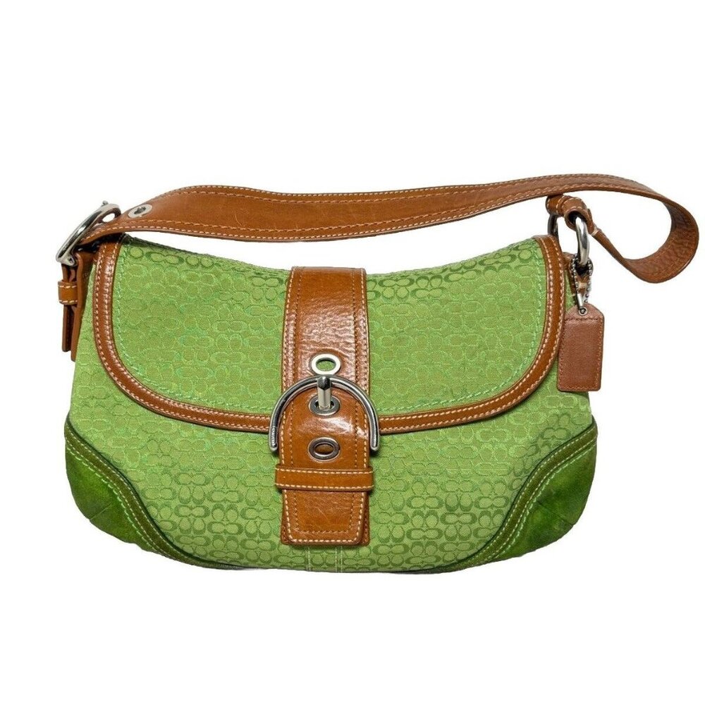 RARE Coach Y2K Green Signature & Suede SOHO Shoulder … - Gem
